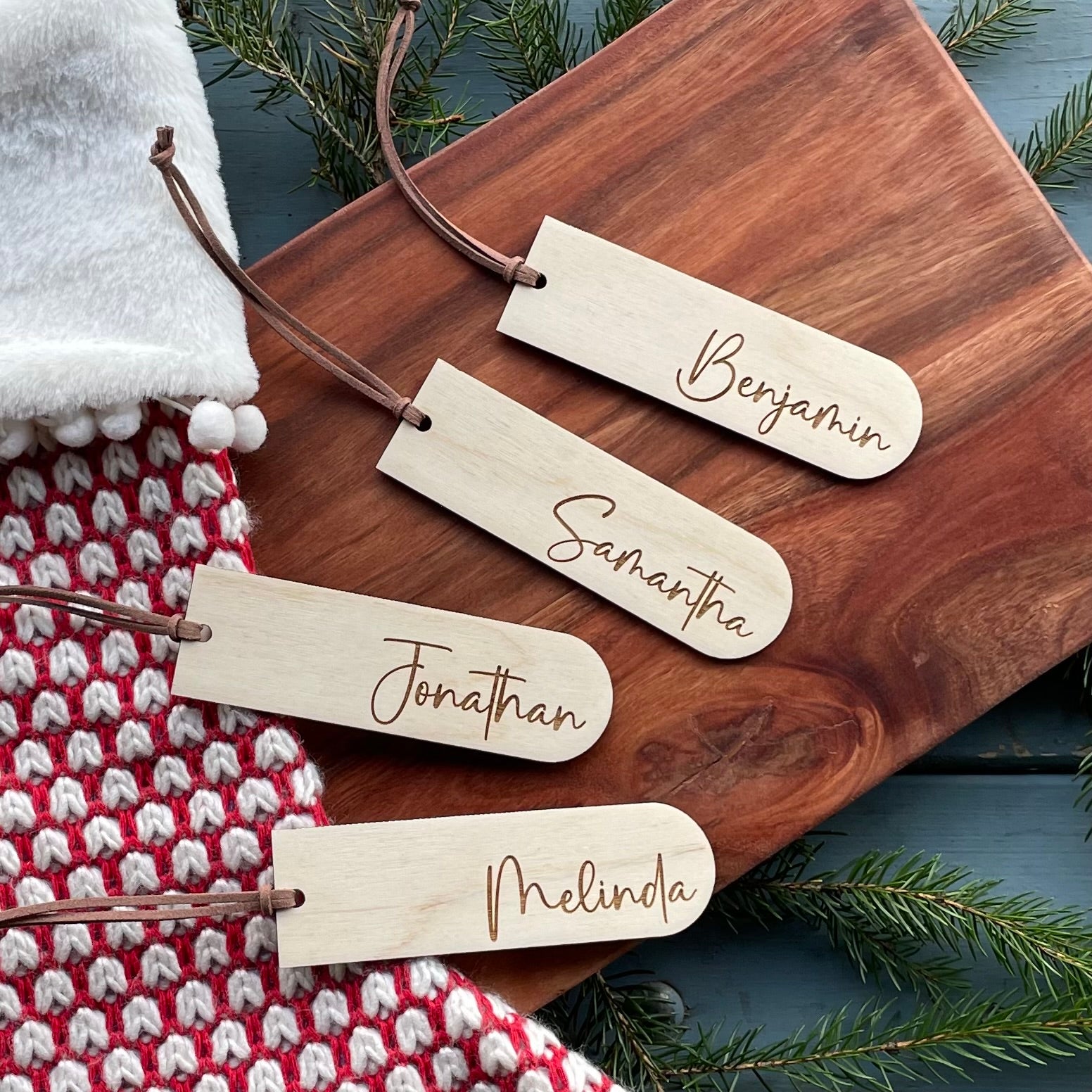 Small Engraved Reverse Arch Stocking Tags – Urban Playground Designs